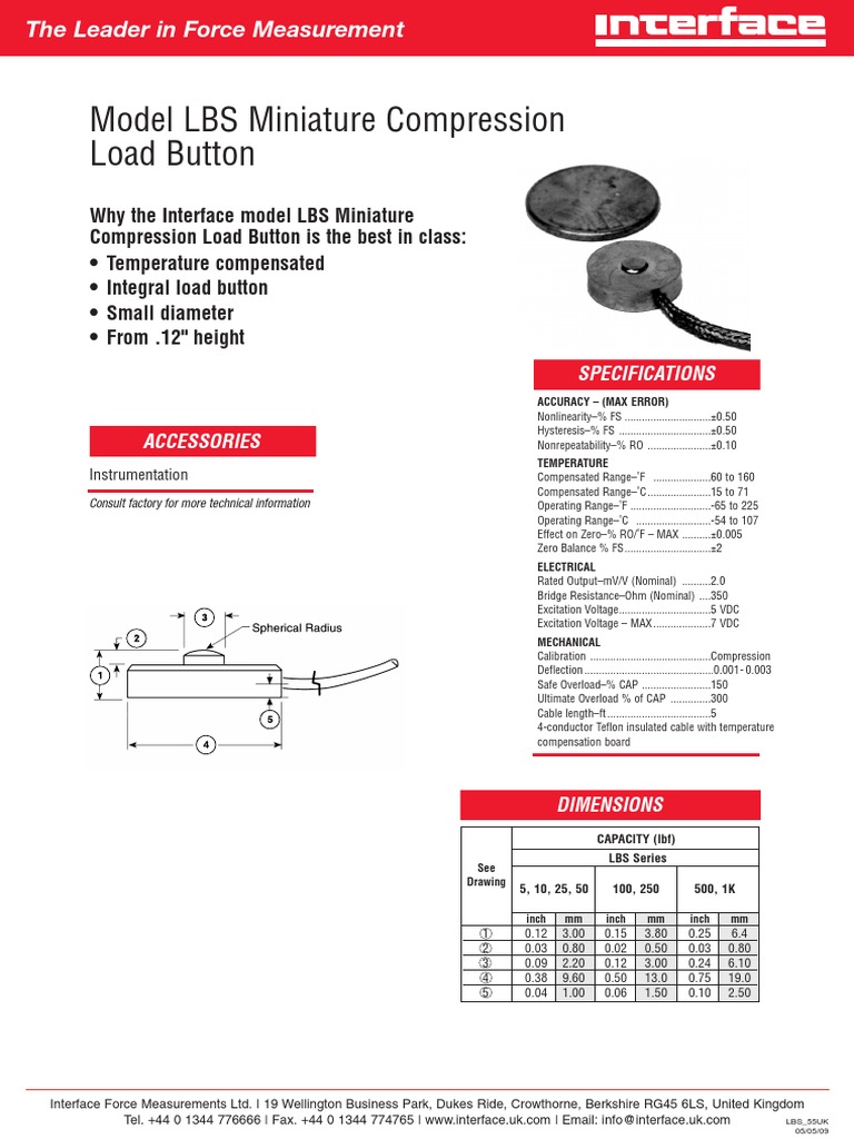 LBS Miniature Compression Load Cell | PDF | Electrical Resistance And ...