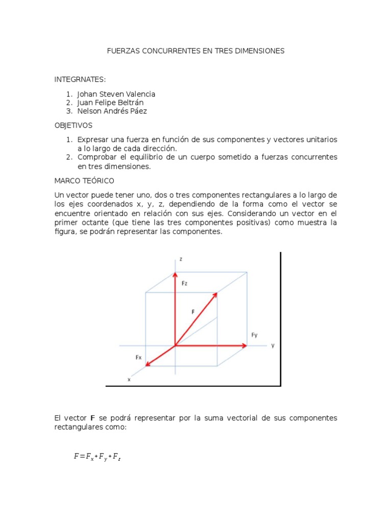 Fuerzas Concurrentes en Tres Dimensiones | Vector Euclidiano | Sistema ...