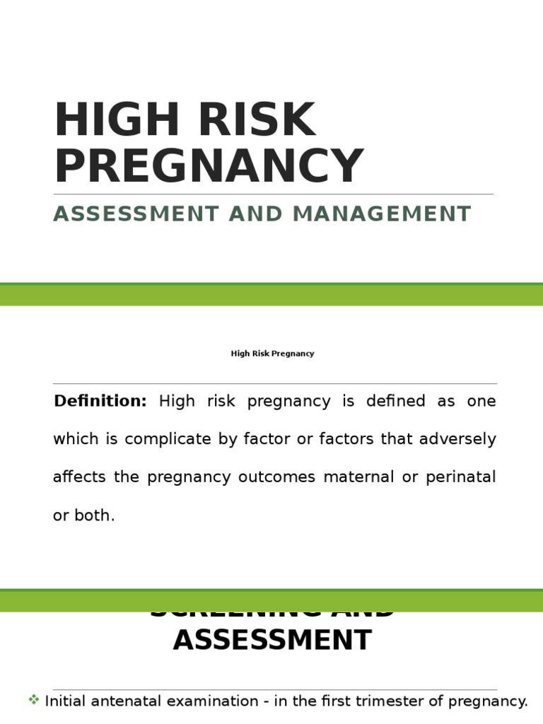 High Risk Pregnancy Assessment and Management | PDF | Medical ...