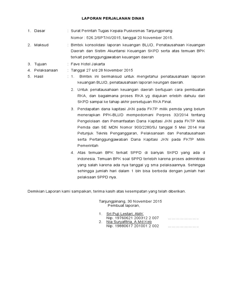 LPD Dinas Laporan Perjalanan | PDF