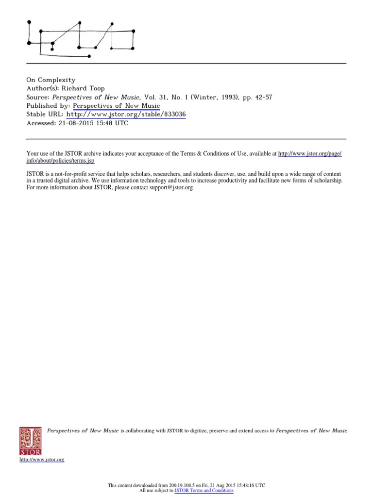 TOOP, Richard - On Complexity | PDF | Aesthetics | Complexity