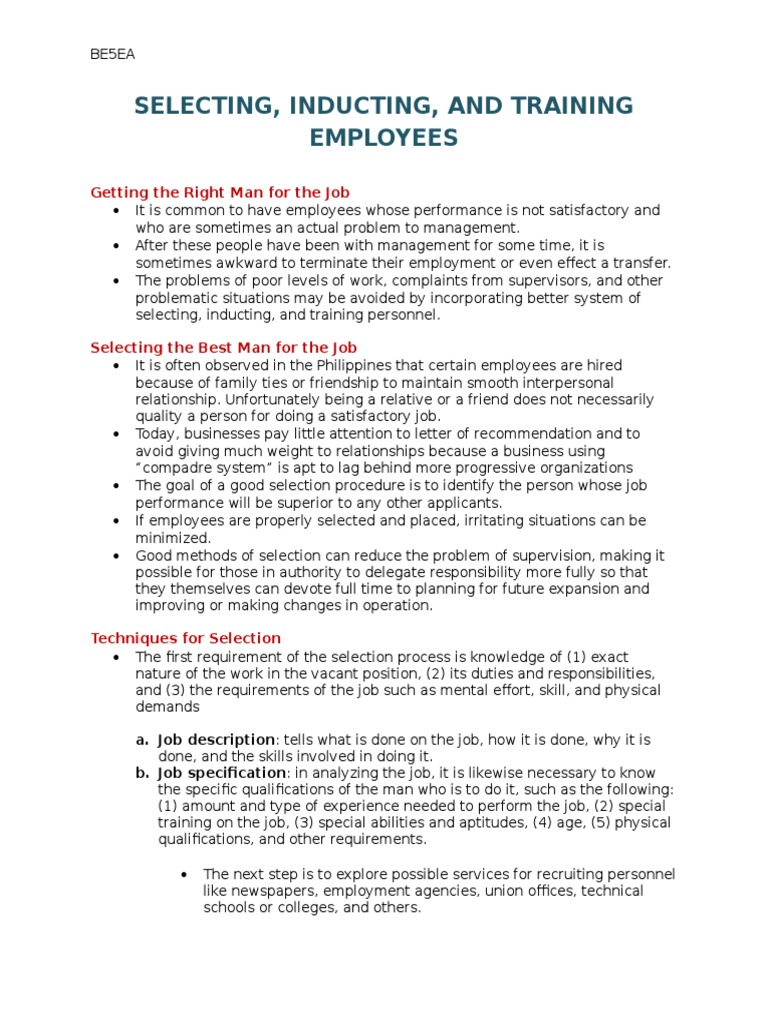 Employee Selection & Training Guide | PDF | Employment | Interview