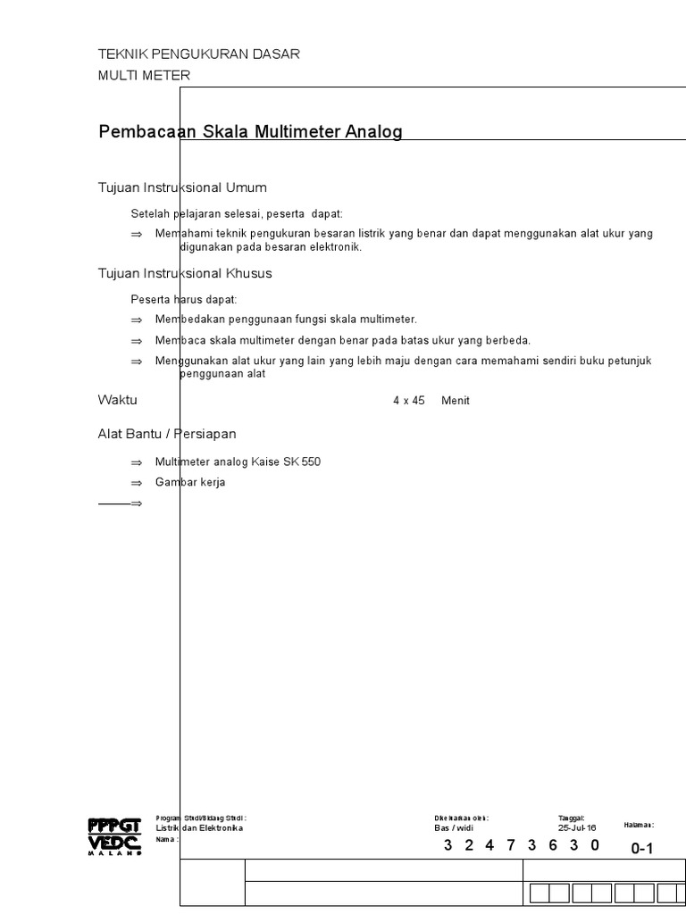 Pembacaan Skala Multimeter Analog | PDF