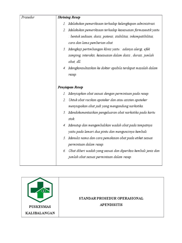 Sop Apendisitis | PDF