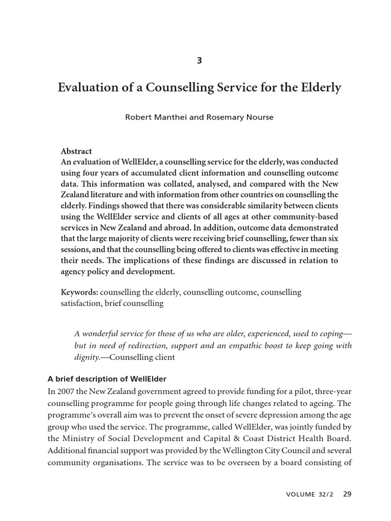 3 Evaluation of A Counselling Service For The Elderly | PDF ...