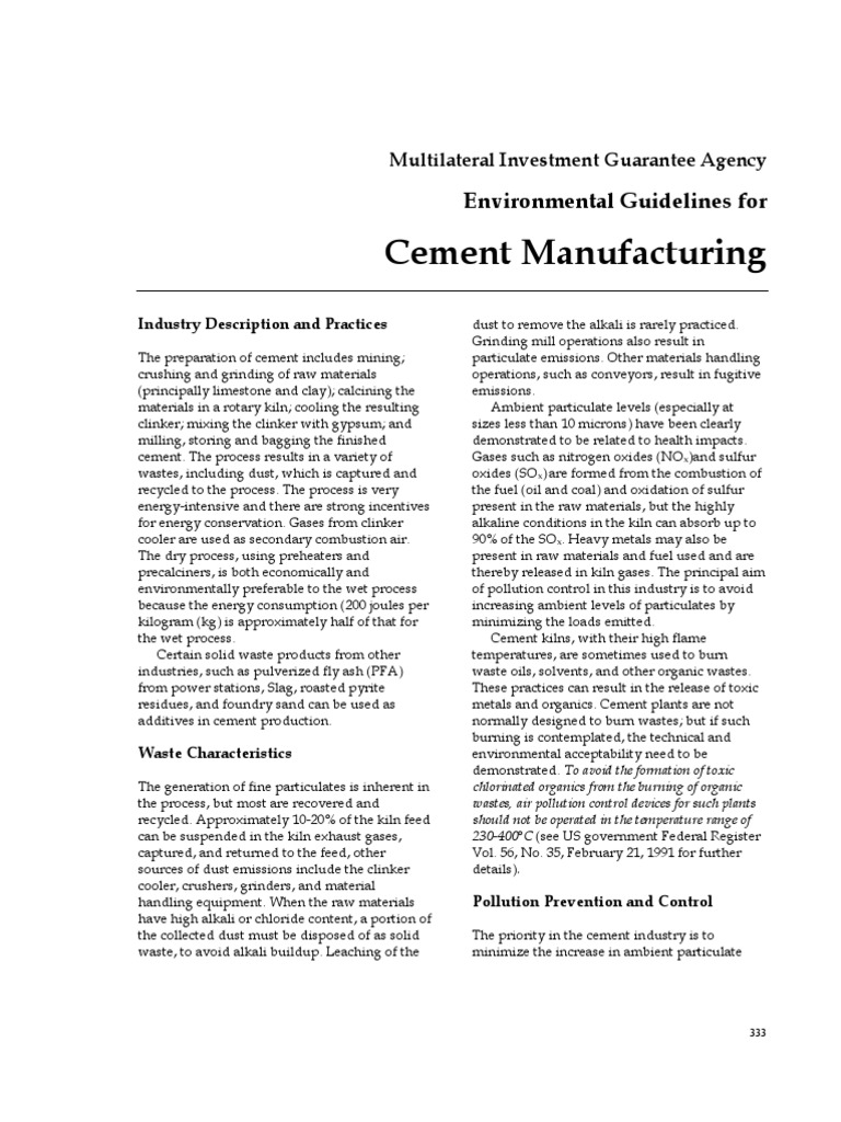 Cement Manufacturing | PDF | Cement | Air Pollution