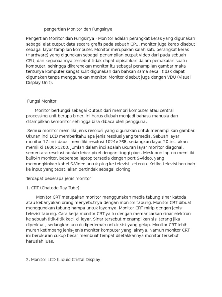 Mengenal Monitor dan Fungsinya | PDF