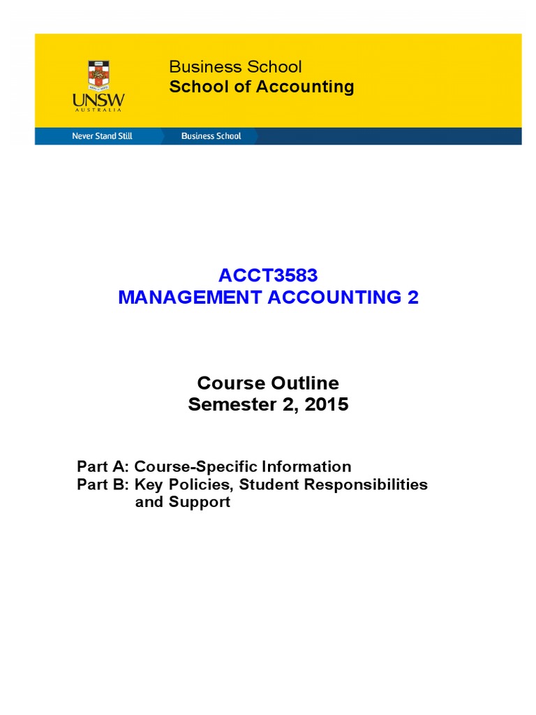 ACCT3583 Management Accounting 2 S2-2015 Course Outline | PDF | Test ...