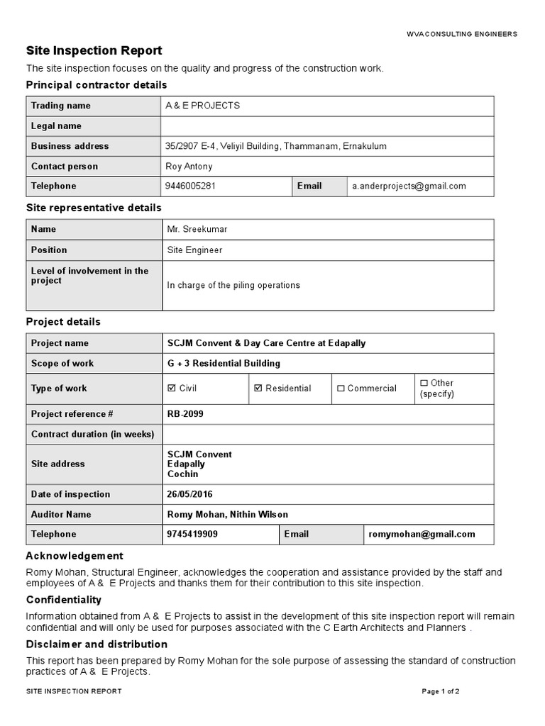 Site Inspection Report | Deep Foundation | Engineering