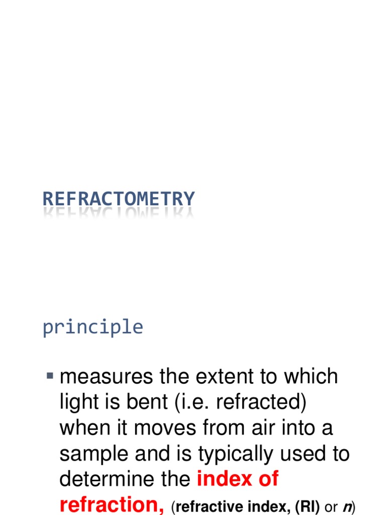 Refractometry | PDF | Refractive Index | Refraction