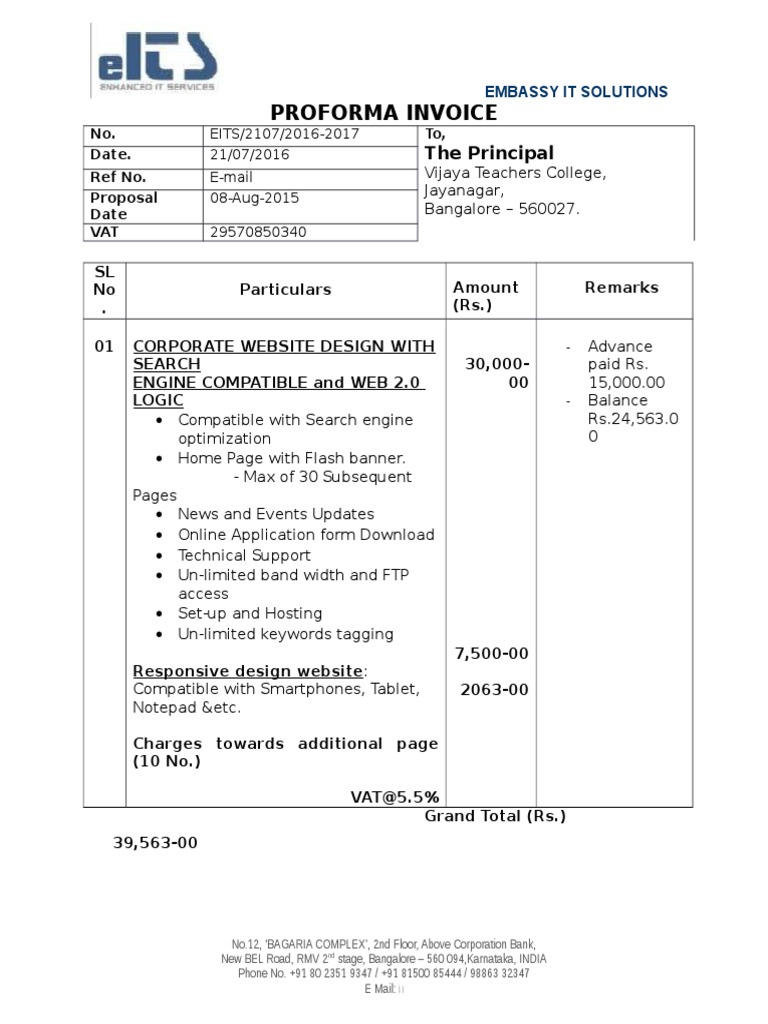 Proforma Invoice Format | PDF