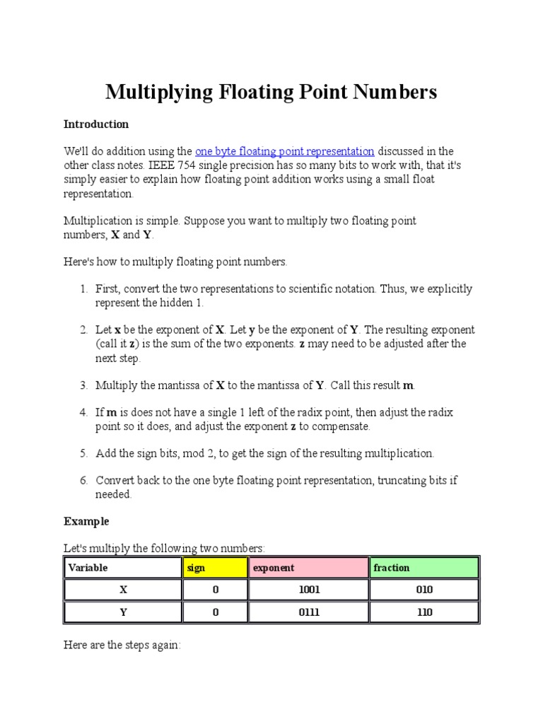 Multiplying Floating Point Numbers | PDF | Exponentiation | Multiplication