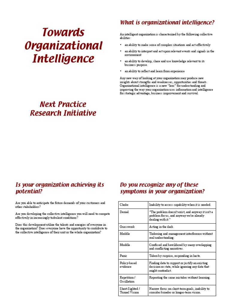 Enhancing Organizational Intelligence | PDF | Intelligence | Epistemology