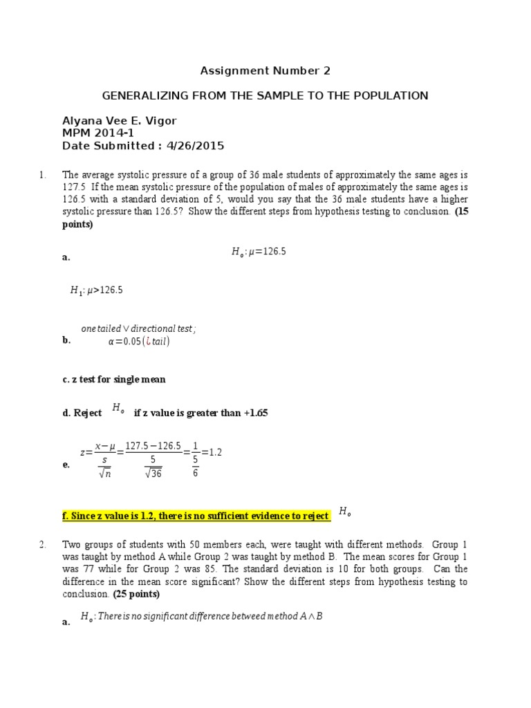 Hypothesis Testing and Analysis | PDF | Statistical Hypothesis Testing ...