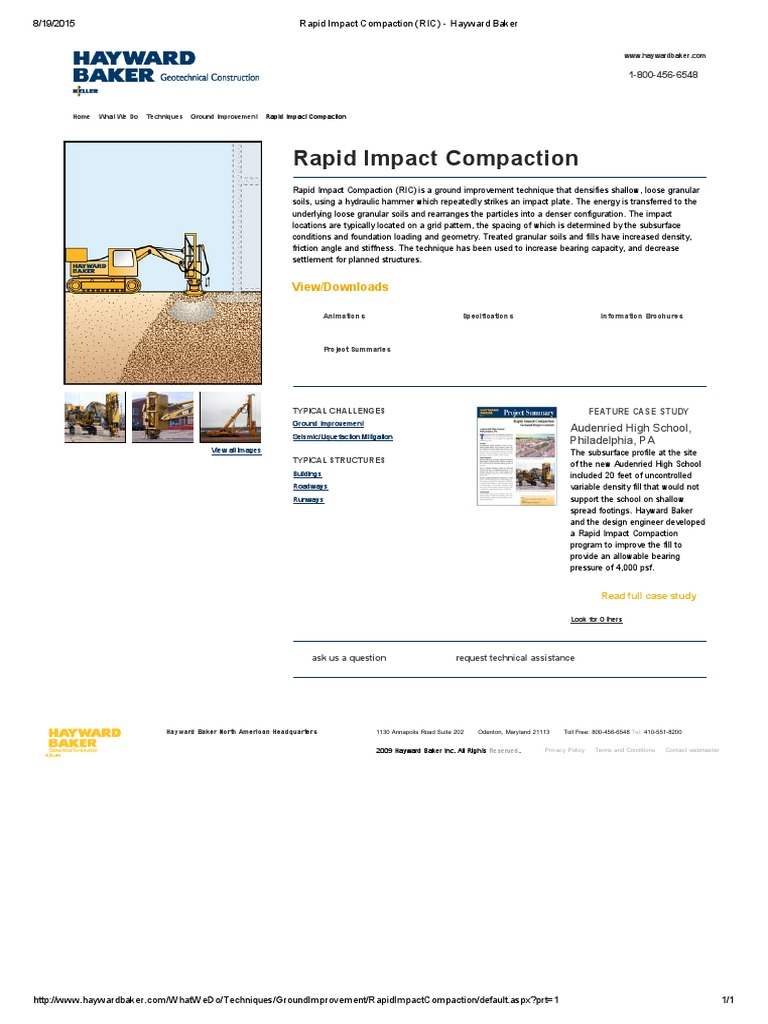 Rapid Impact Compaction (RIC) - Hayward Baker | PDF