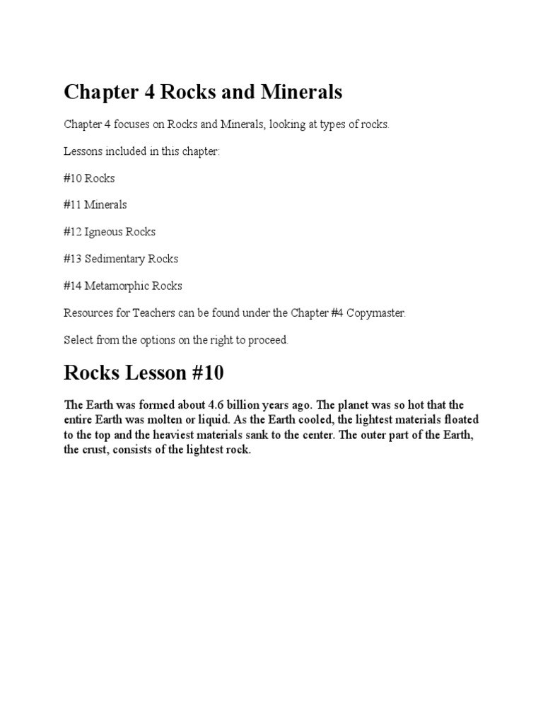 Chapter 4 Rocks and Minerals | PDF | Rock (Geology) | Igneous Rock