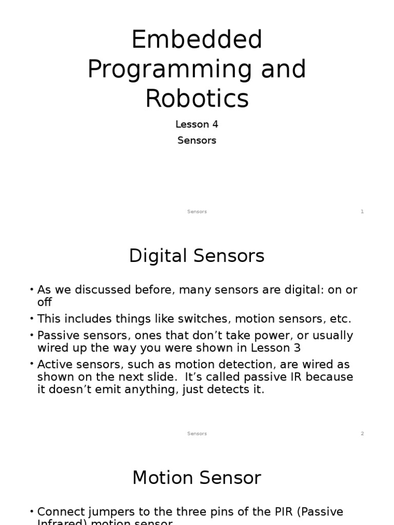 Digital Sensors in Robotics Programming | PDF | Business