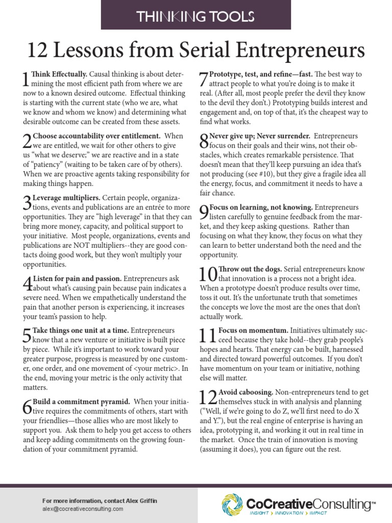 12 Lessons From Serial Entrepreneurs | PDF | Entrepreneurship | Business