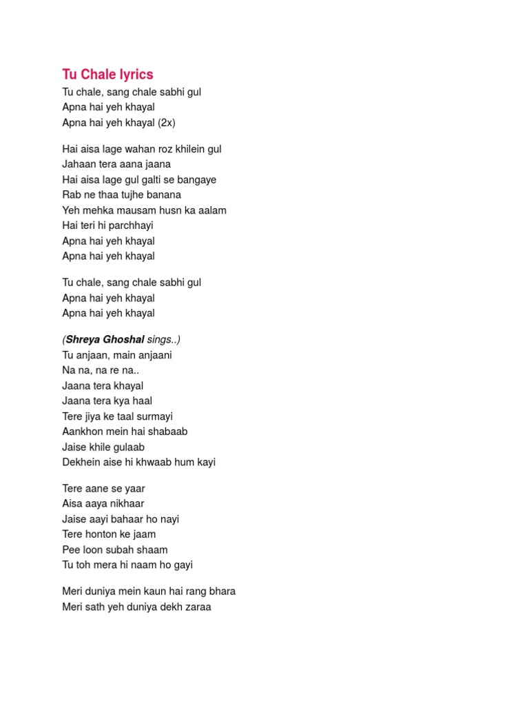 Romantic Hindi Song Lyrics | PDF | Language Arts & Discipline | Art