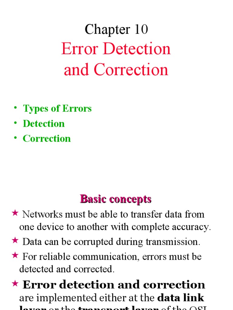 Error Detection And Correction Codes Ppt Error Detection And Correction Data Transmission