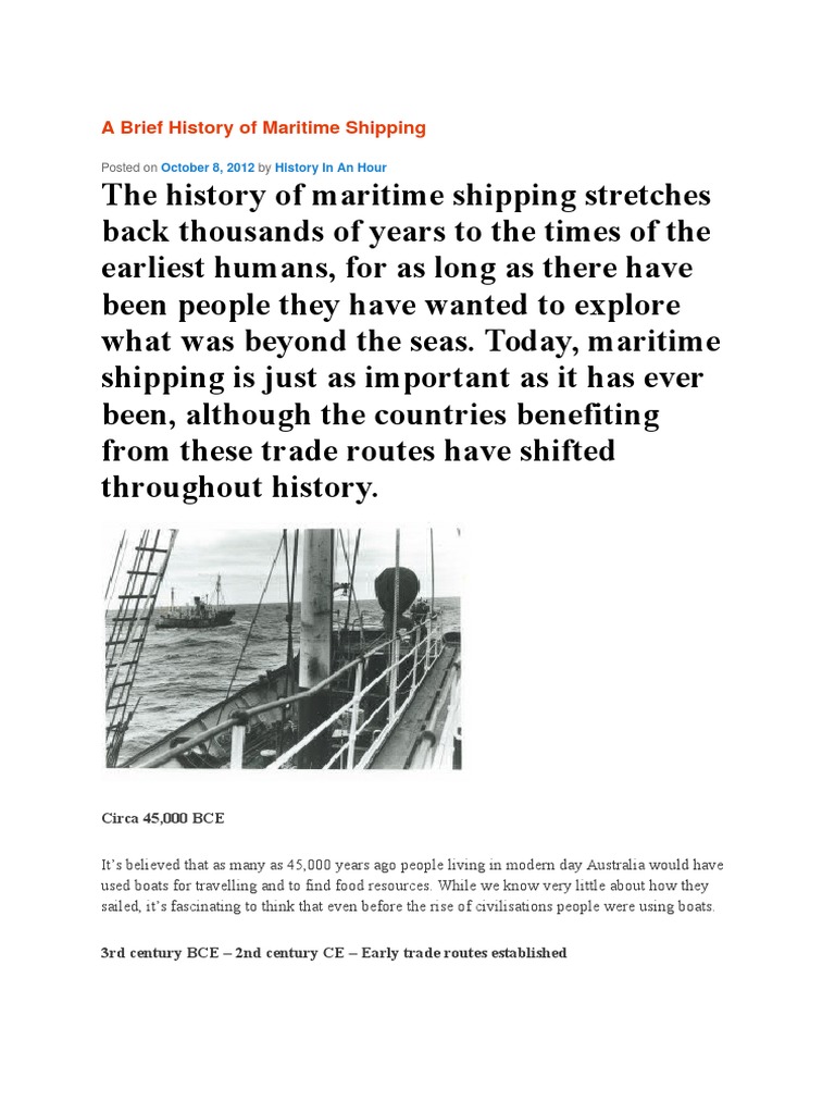 History of Shipping | PDF | Age Of Discovery | Maritime History