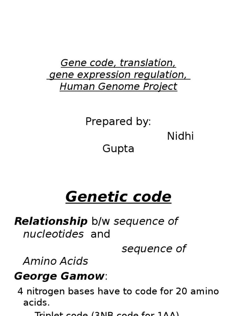 Genetic Code and Gene Expression Overview | PDF | Genetic Code ...