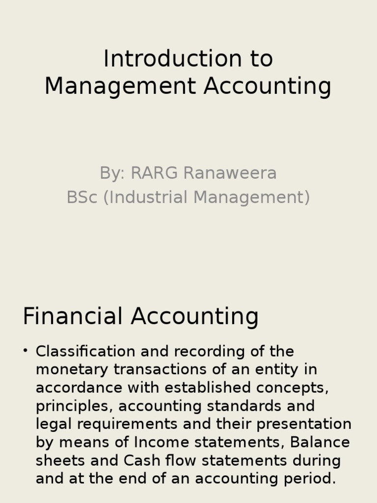 Introduction To Management Accounting | PDF