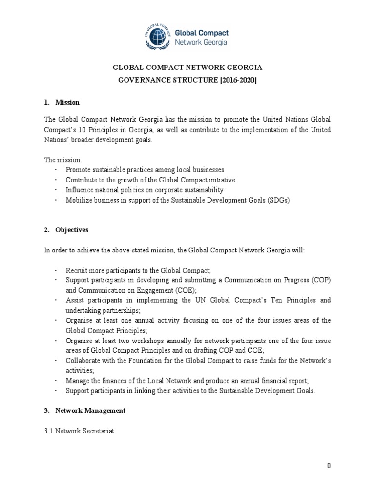 Global Compact Network Georgia Governance | PDF | Committee | Governance
