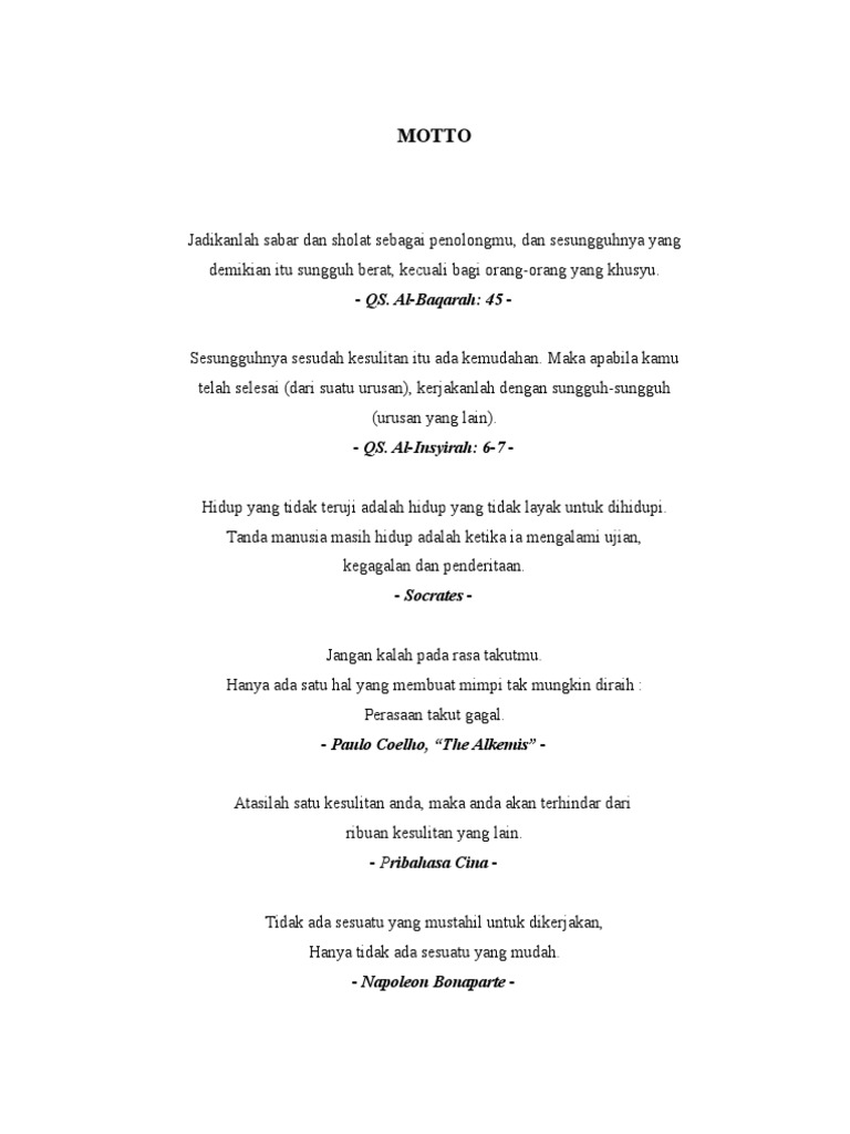 Motto Skripsi Tugas Akhir | PDF
