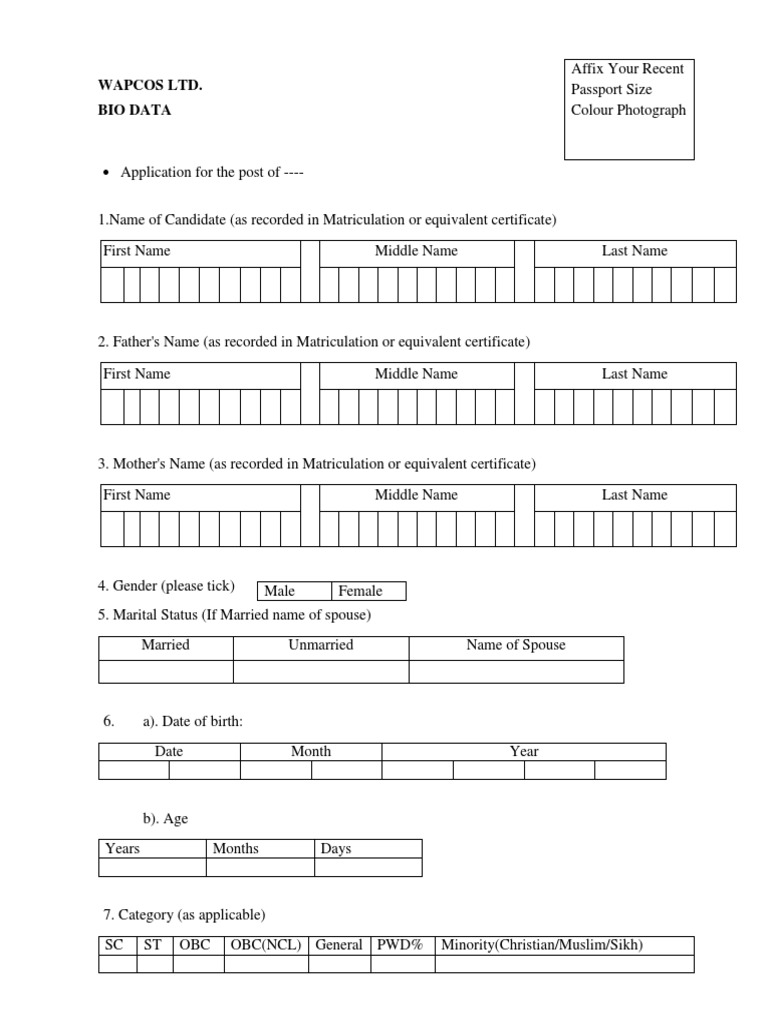 Wapcos Ltd. Bio Data | PDF | Career & Growth