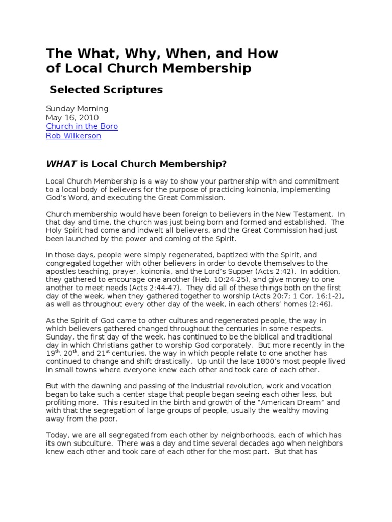 The What-Why-When-How of Local Church Membership | PDF | The Gospel ...