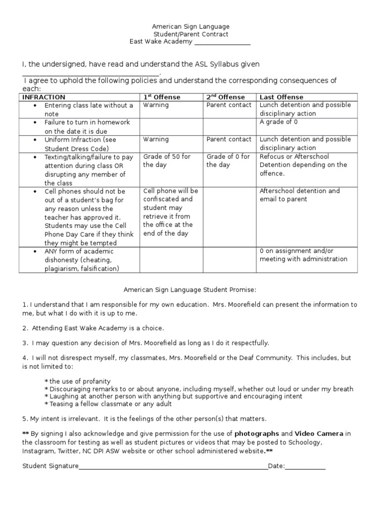 Student-Parent Contract | PDF | Self-Improvement