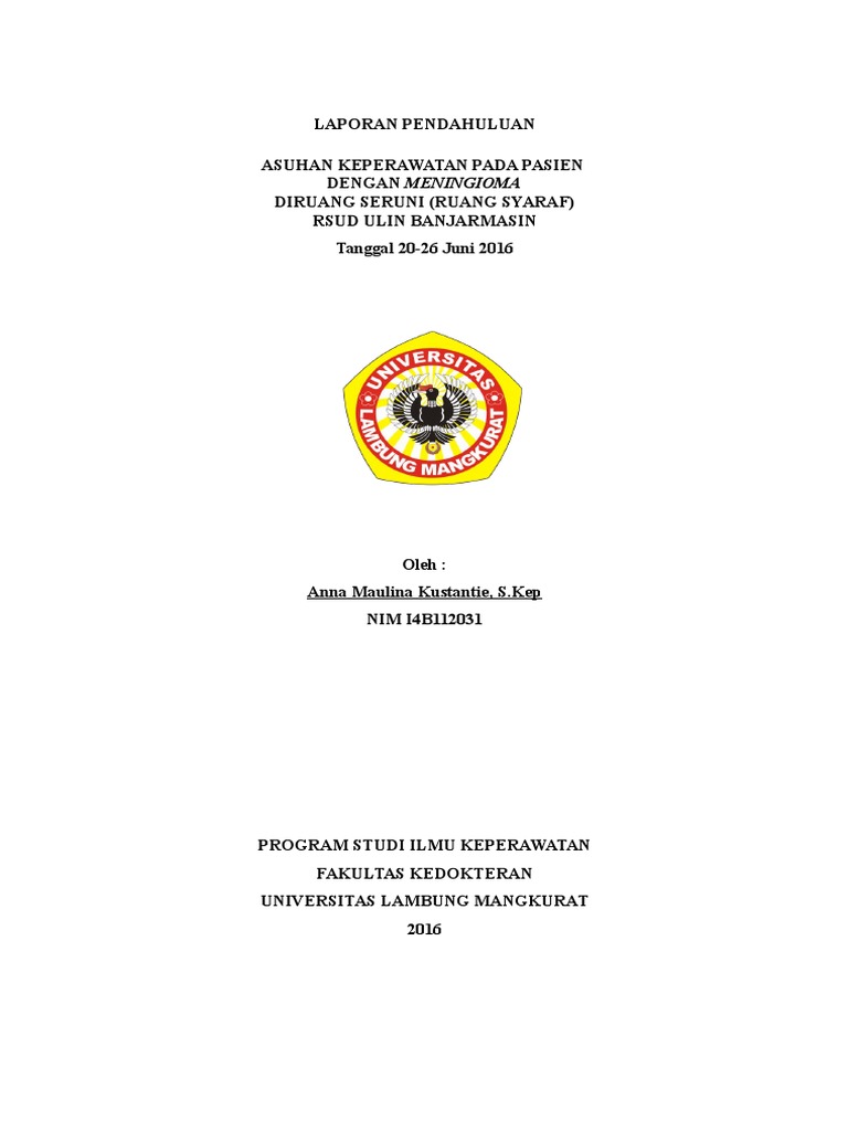 Asuhan Keperawatan Meningioma RSUD Ulin | PDF
