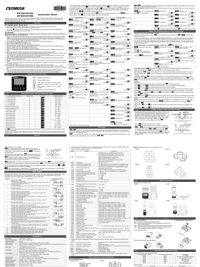 Instruction Sheet: CN7200/CN7500 CN7600/CN7800 | PDF | Control Theory ...