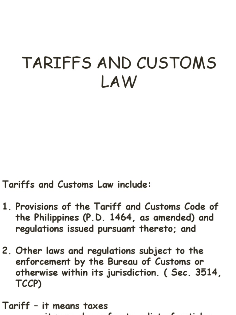 Tariffs and Customs Law | PDF | Dumping (Pricing Policy) | Tariff