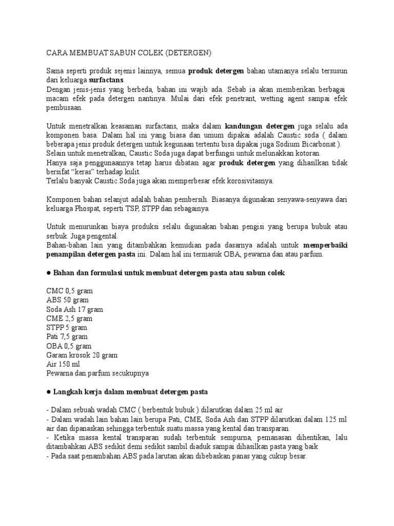 Cara Membuat Sabun Colek | PDF