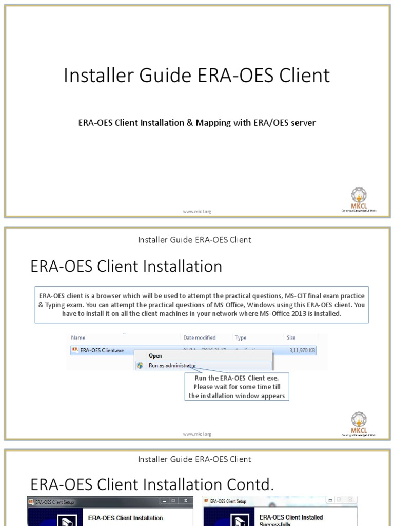 Installer Guide ERA-OES Client | PDF