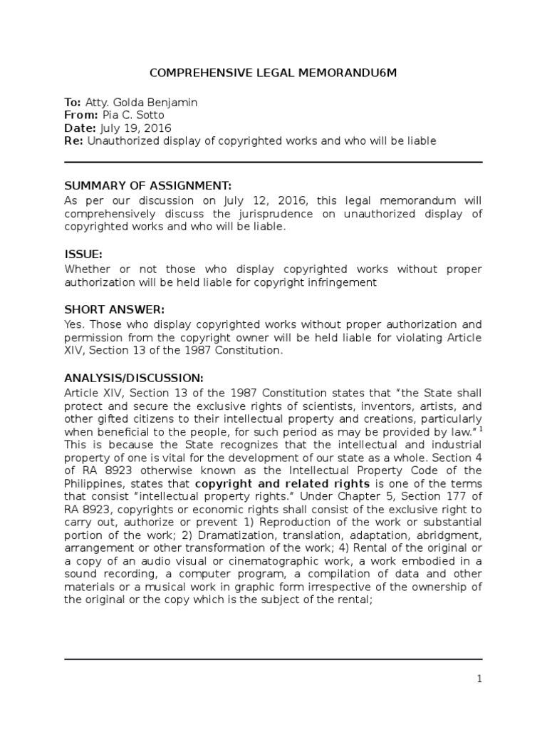 Comprehensive Legal Memo | PDF