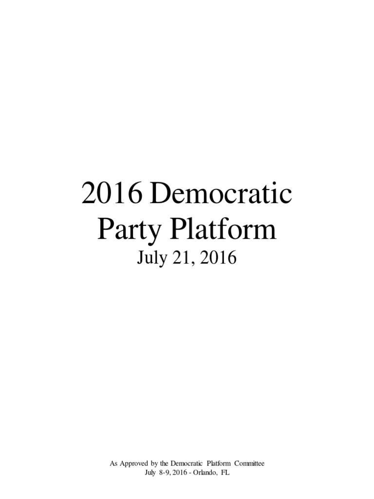 2016 Democratic Party Platform Summary | PDF
