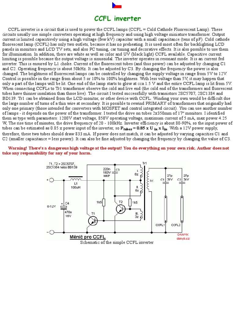 CCFL Inverter | PDF | Power Inverter | Fluorescent Lamp