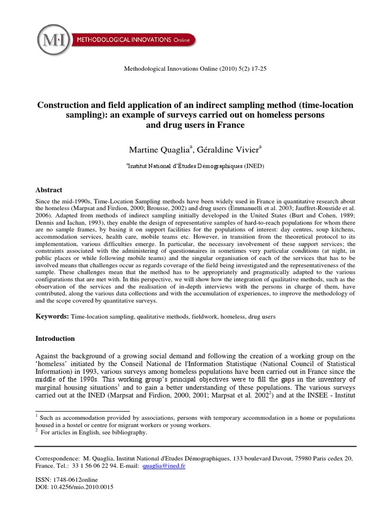 Time Location Sampling | PDF | Survey Methodology | Sampling (Statistics)