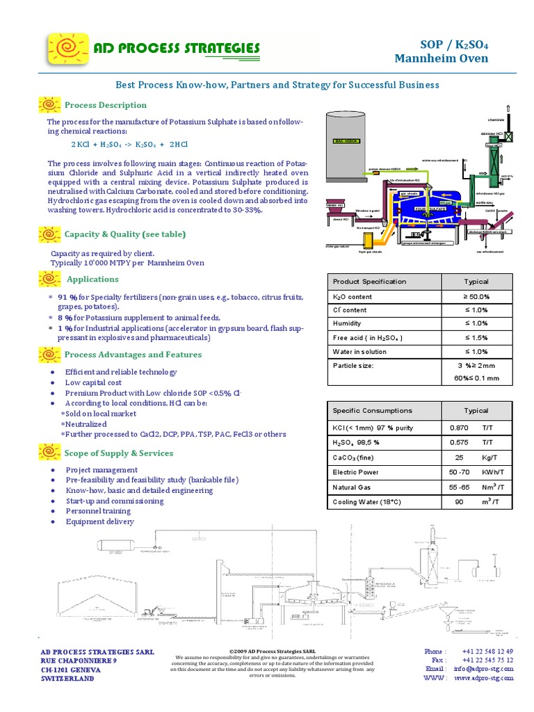 SOP Mannheim Oven Process | PDF | Potassium Chloride | Hydrochloric Acid