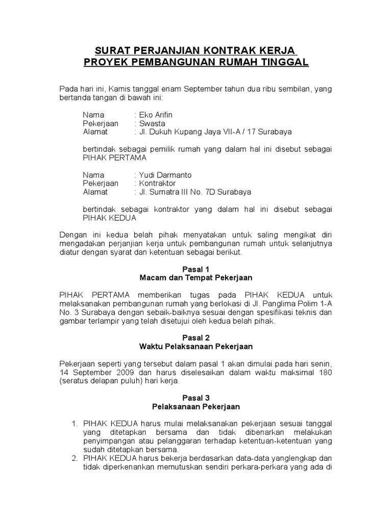 Kontrak Kerja Proyek Konstruksi Download Contoh Surat Perjanjian - Riset Kontrak Kerja Proyek Konstruksi Download Contoh Surat Perjanjian - Riset