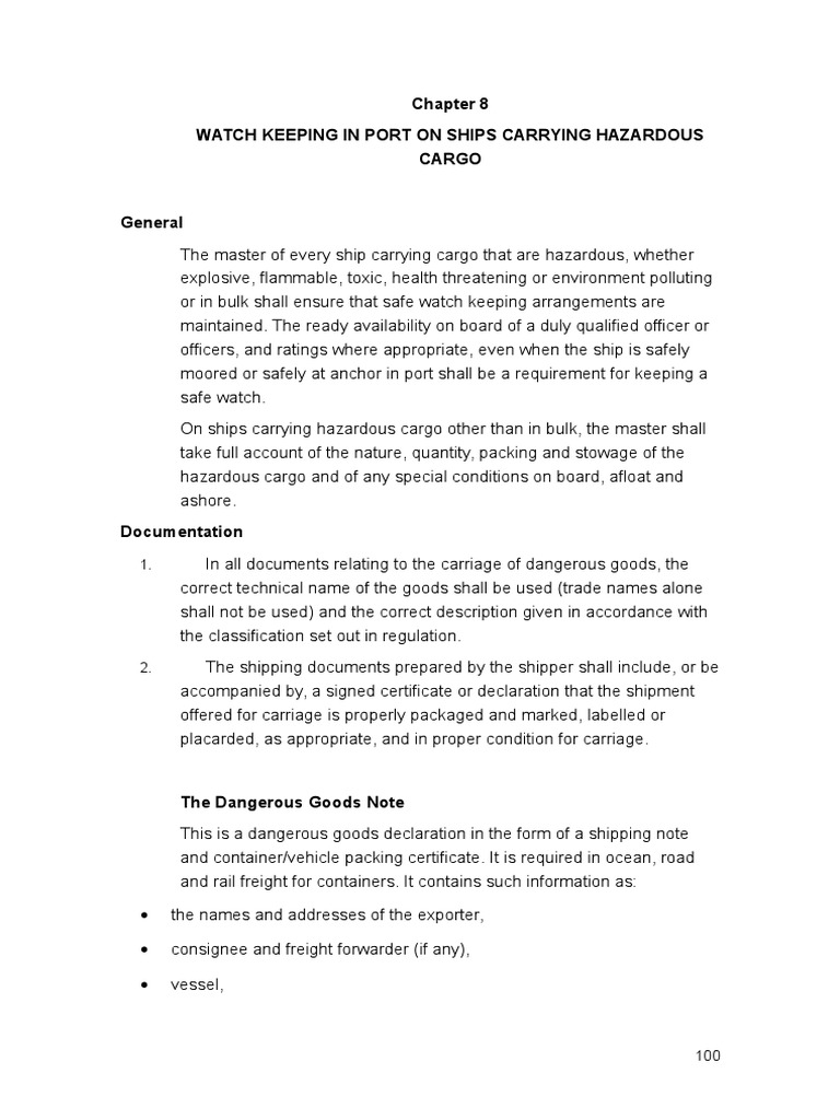 Port Watchkeeping for Hazardous Cargo | PDF | Dangerous Goods | Cargo