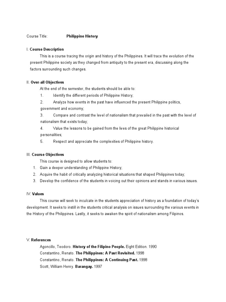 Philippine History Course Overview | PDF | Philippines | Unrest