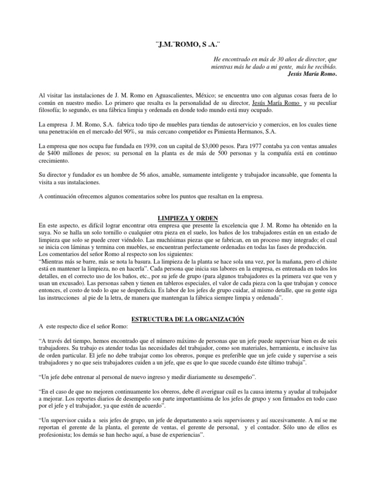 JM Romo | PDF | Calidad (comercial) | Salario