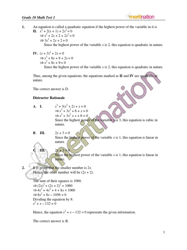 Grade 10 Math Test: Quadratics & A.P. | PDF | Area | Perpendicular