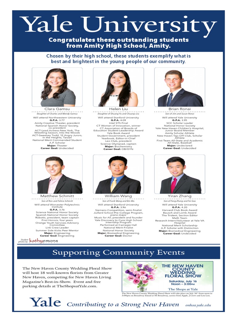 Amity High School Senior Spotlight | PDF | Yale University | Students