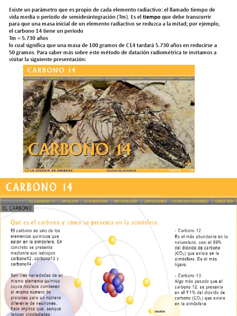 Carbono 14 | PDF | Datación por radiocarbono | Átomos