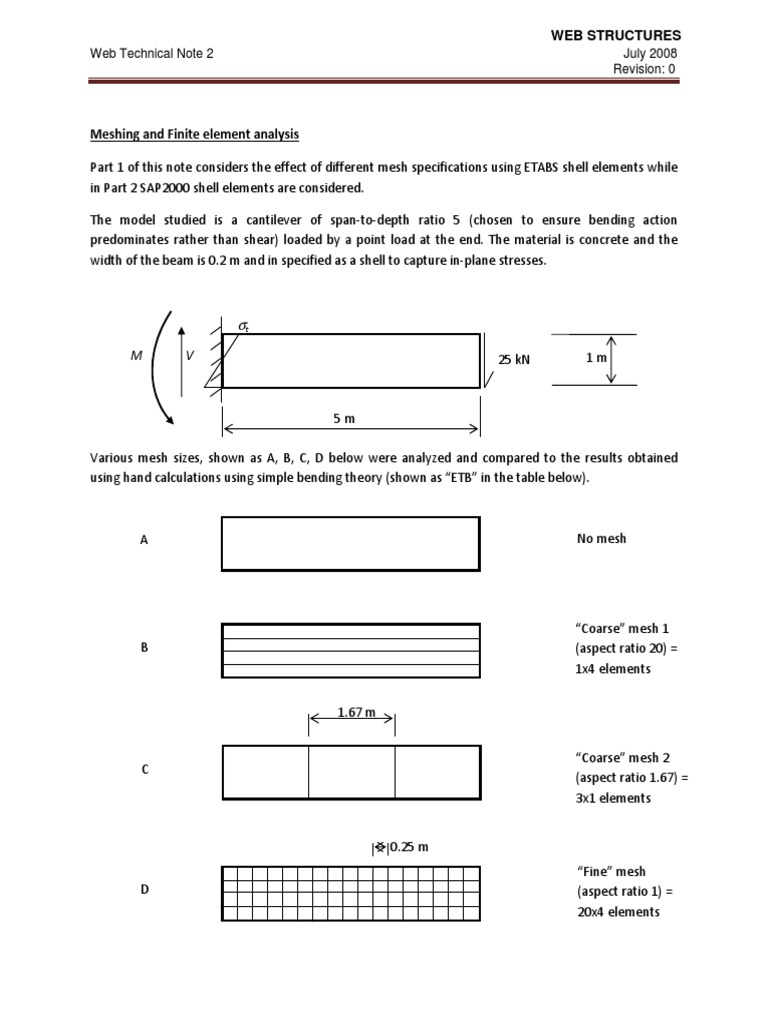 Web Technical Note 2-Meshing and FEA | PDF | Bending | Continuum Mechanics